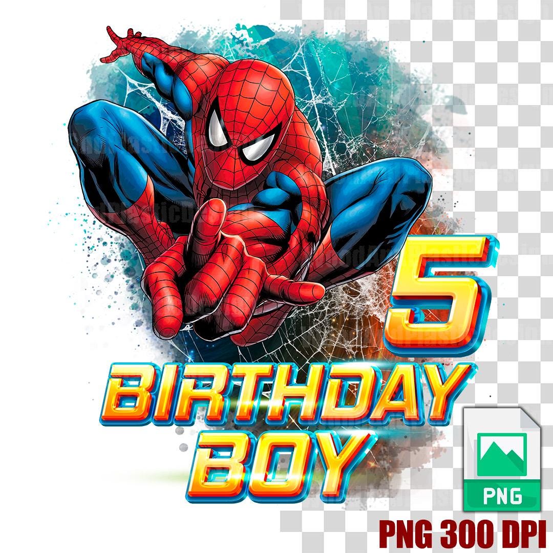 Spiderman 5th Birthday Boy PNG | T-shirt Design (digital Download) - Etsy