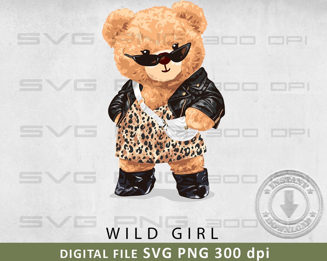 Cool Bear Girl SVG PNG | DTG Printing | Instant Download | T-shirt ...
