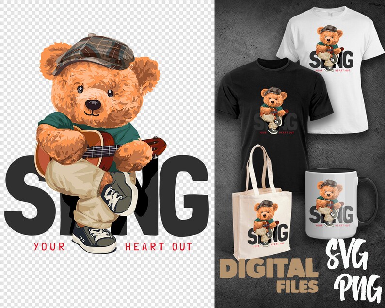 Cool Bear SVG PNG | DTG Printing | Instant Download | T-shirt ...