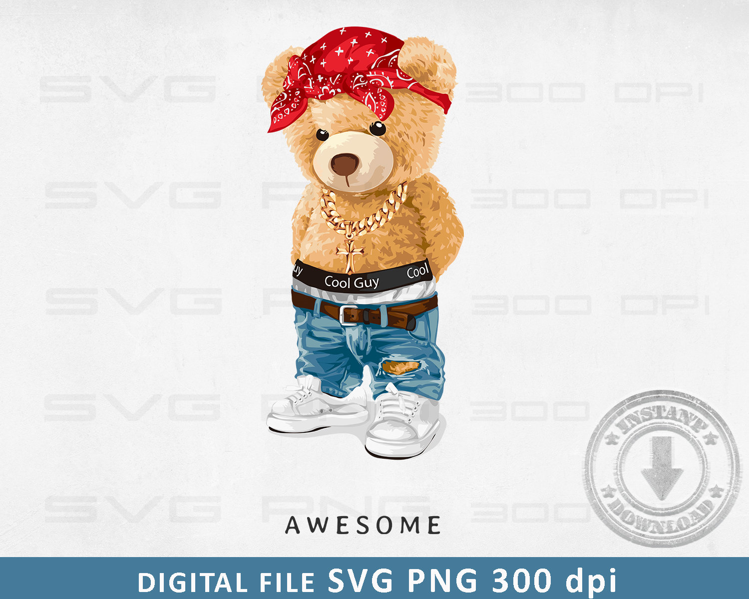 Cool Bear SVG PNG | DTG Printing | Instant Download | T-shirt ...