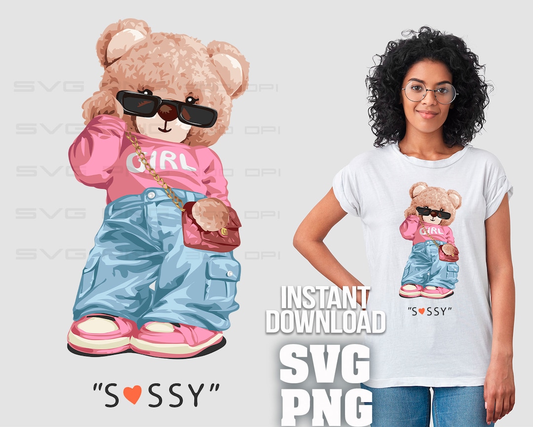 Teddy Bear Girl SVG PNG | DTG Printing | Instant Download | T-shirt ...