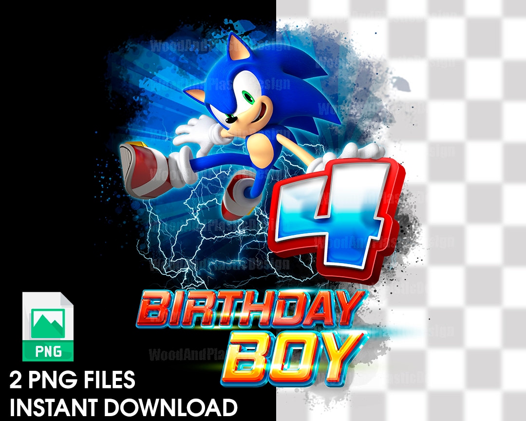 Sonic Birthday Boy 4th PNG | Birthday Design | Digital Download PNG ...