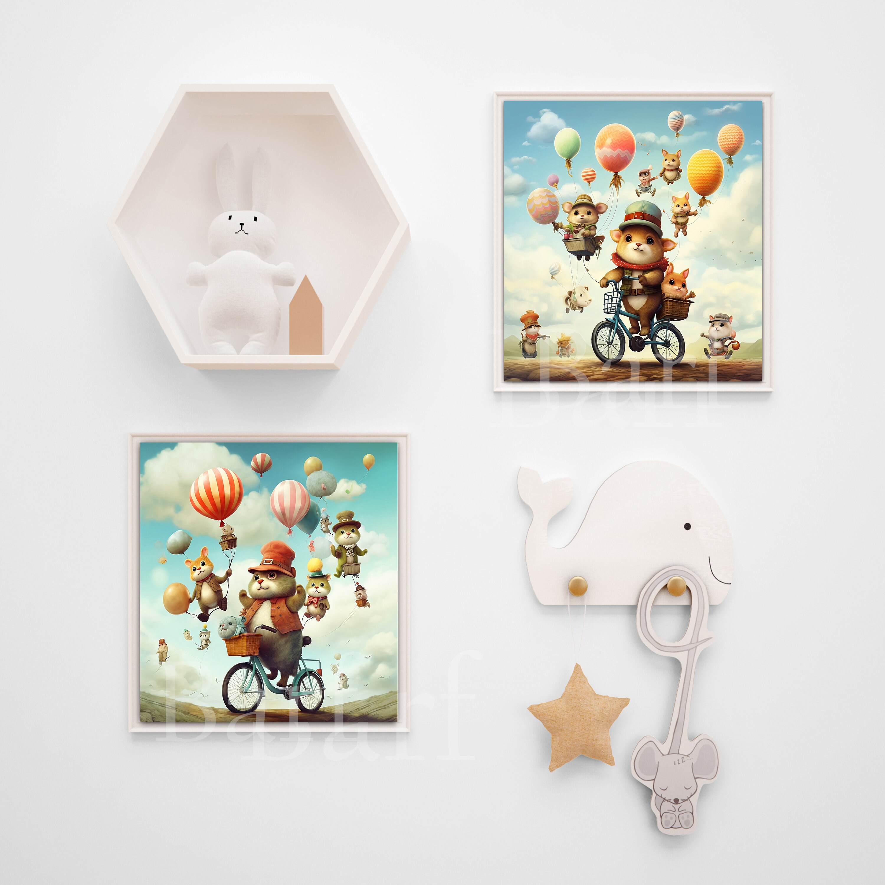 Printable Set of 9 Little Mouse Prints, Cute Animals, Digital Download ...