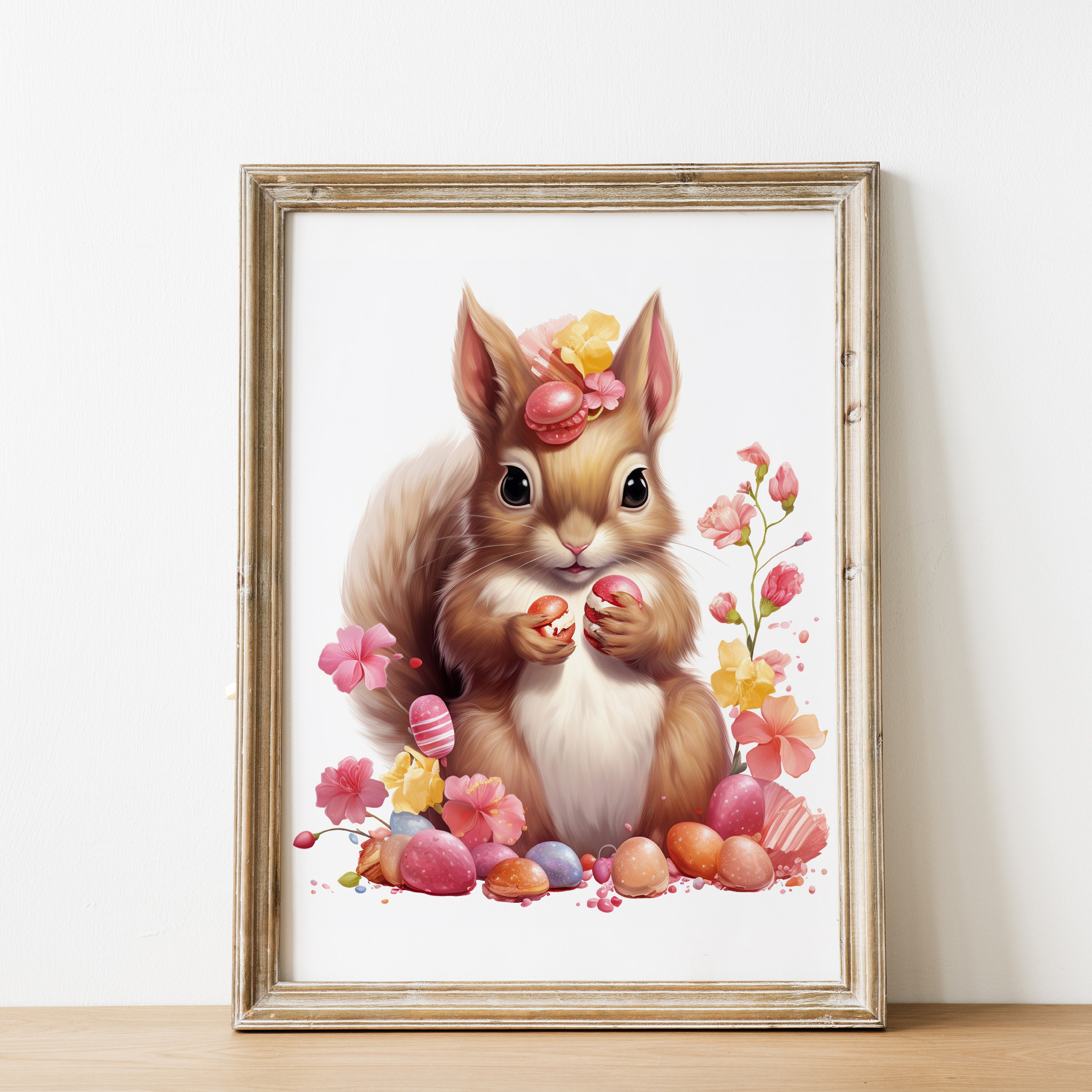 Nursery Animals Art. Animals With Flowers. Animals Art Print ...