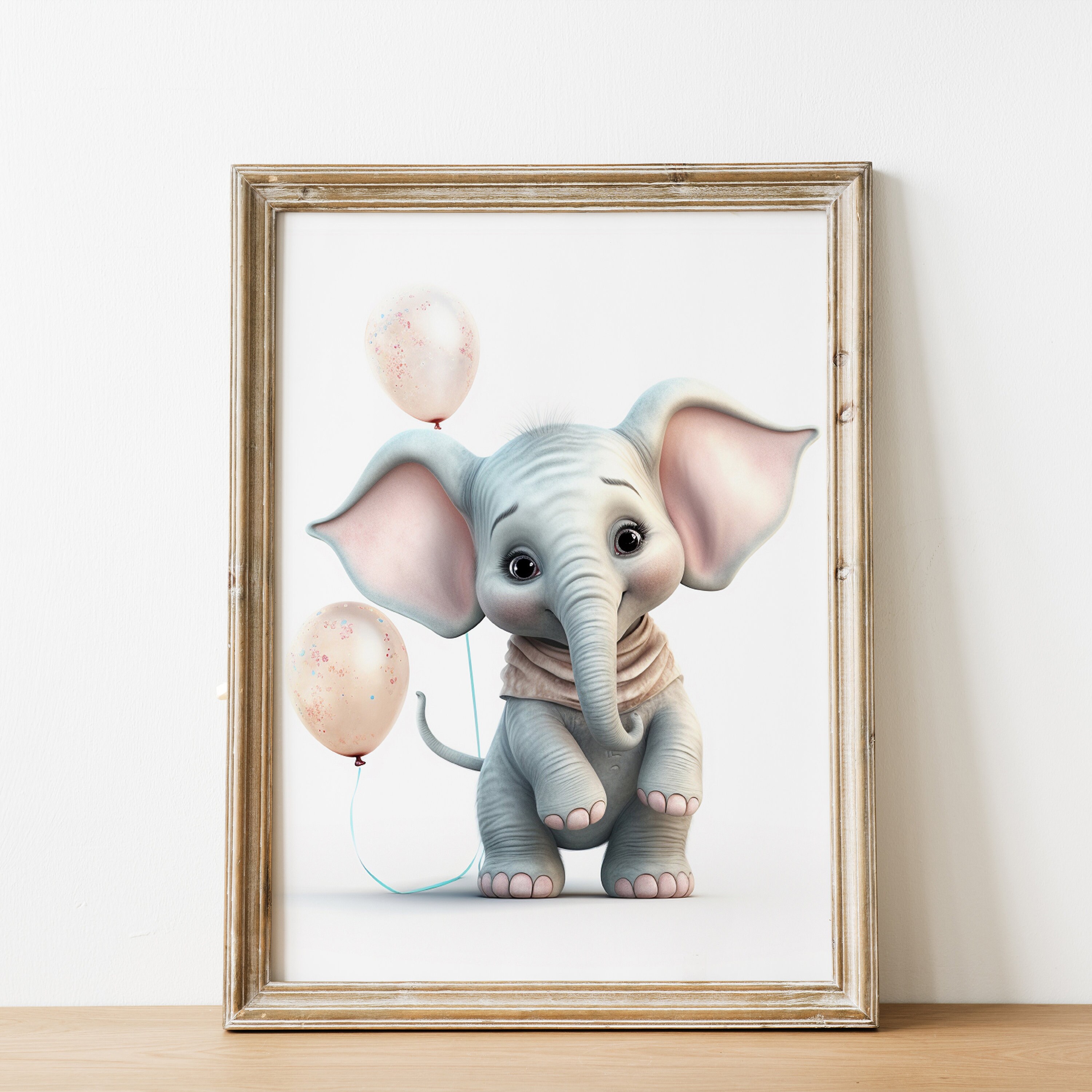 Printable Set of 3 Baby Animal, Pink Girl Room Decor, Elephant With ...