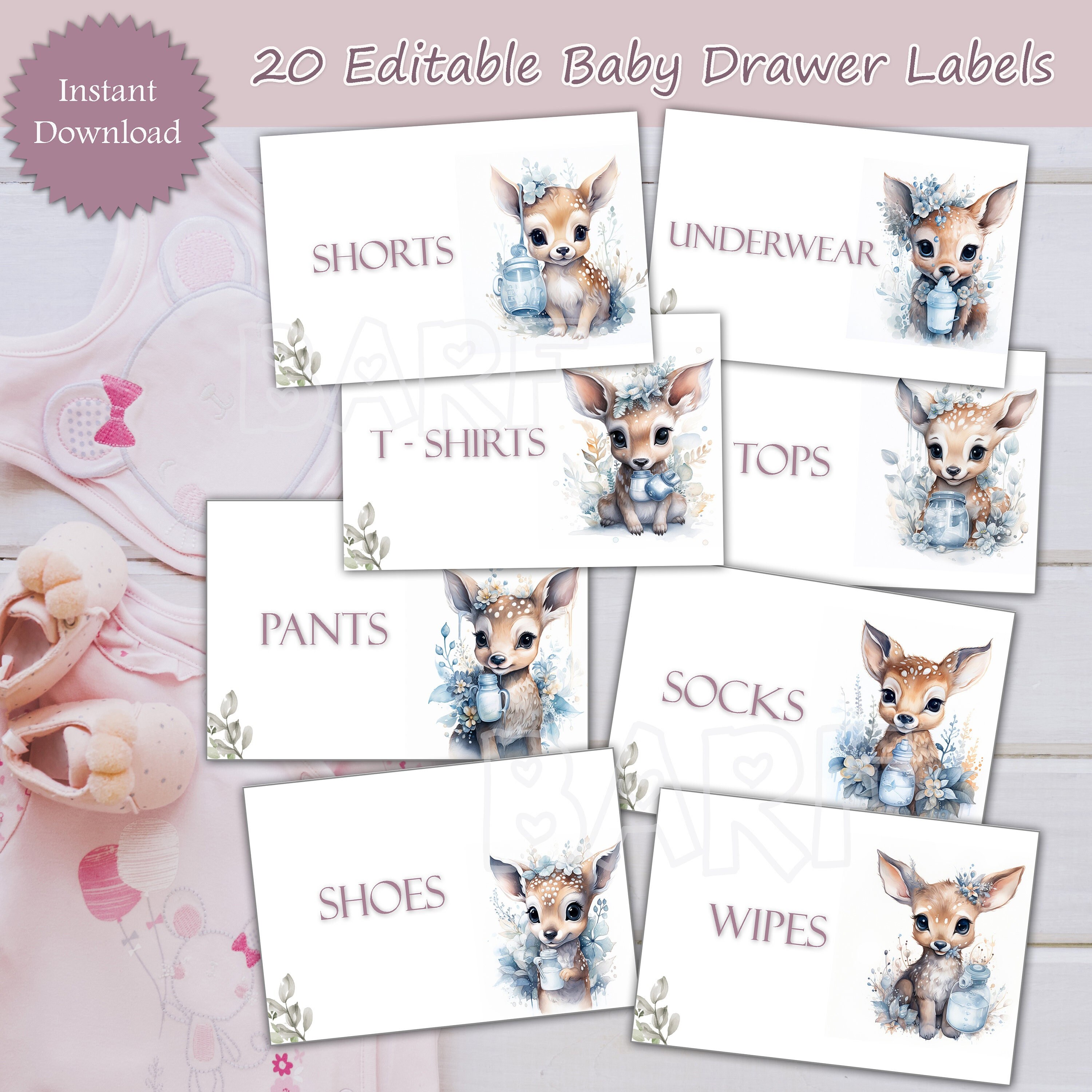 Editable Nursery Baby Drawer Labels. Printable Kid Closet - Etsy