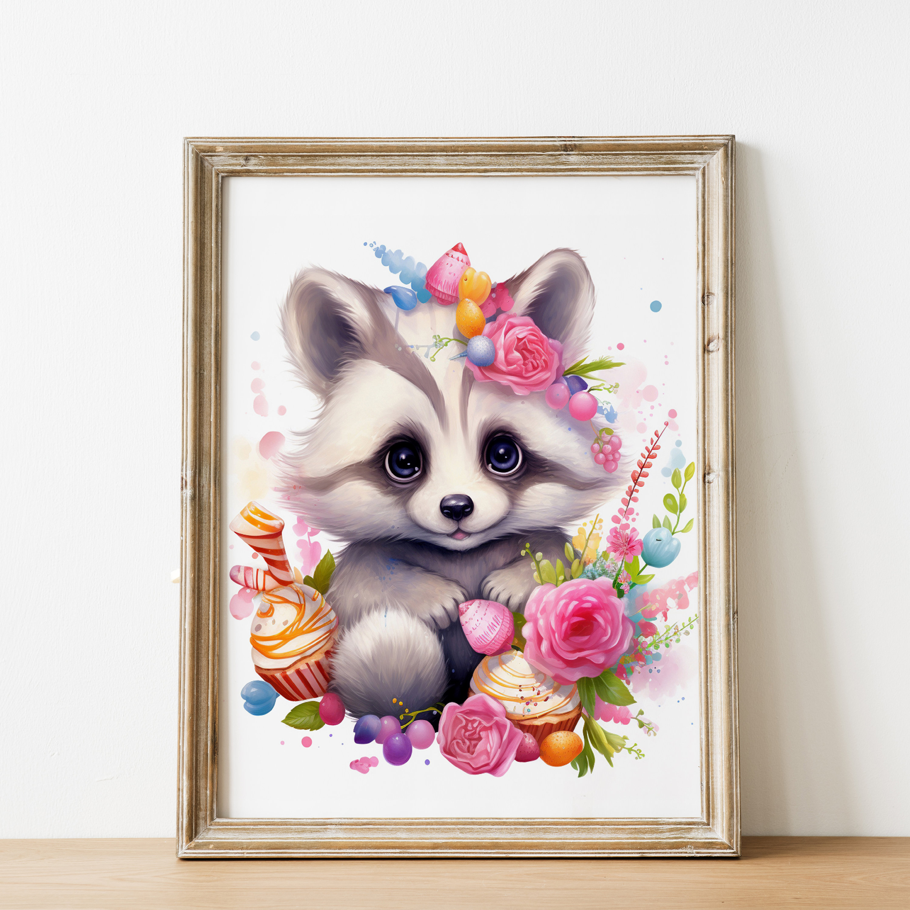 Nursery Animals Art. Animals With Flowers. Animals Art Print ...