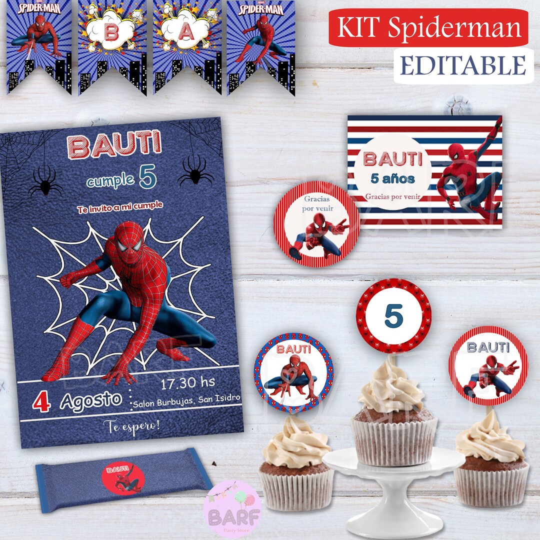 Kit EDITABLE Spiderman Candy Bar Invitacion Cumple Spiderman - Etsy