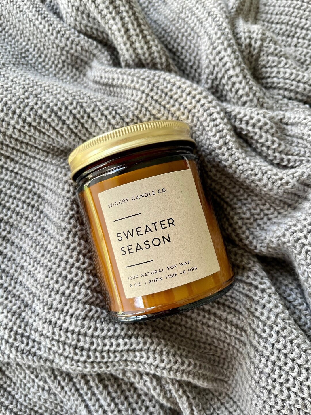 Sweater Season Candle, Amber Jar Soy Candle, Winter Candle, Holiday ...