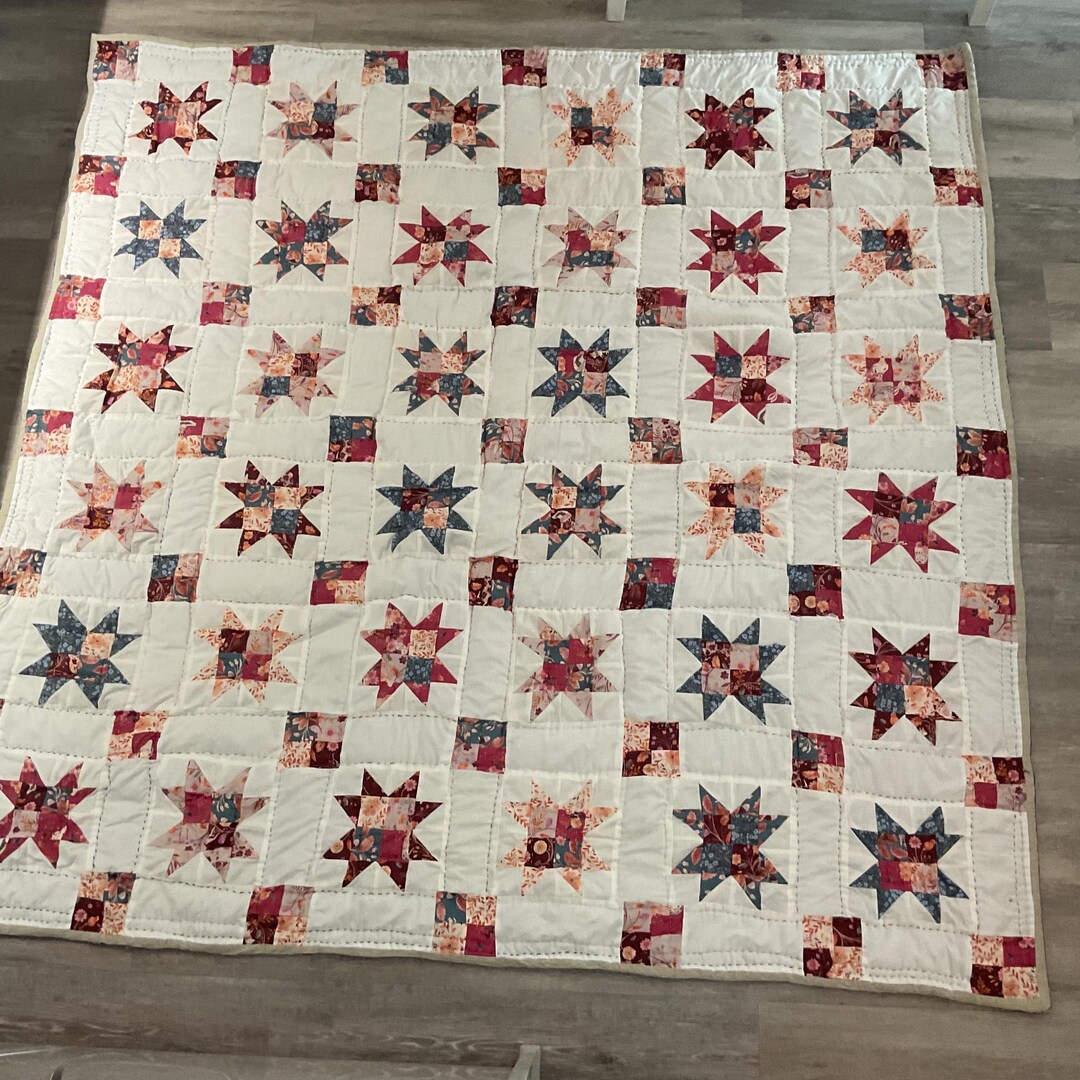 Large Double Patchwork Quilt in Deep Rich Tones of Purples, Oranges and ...