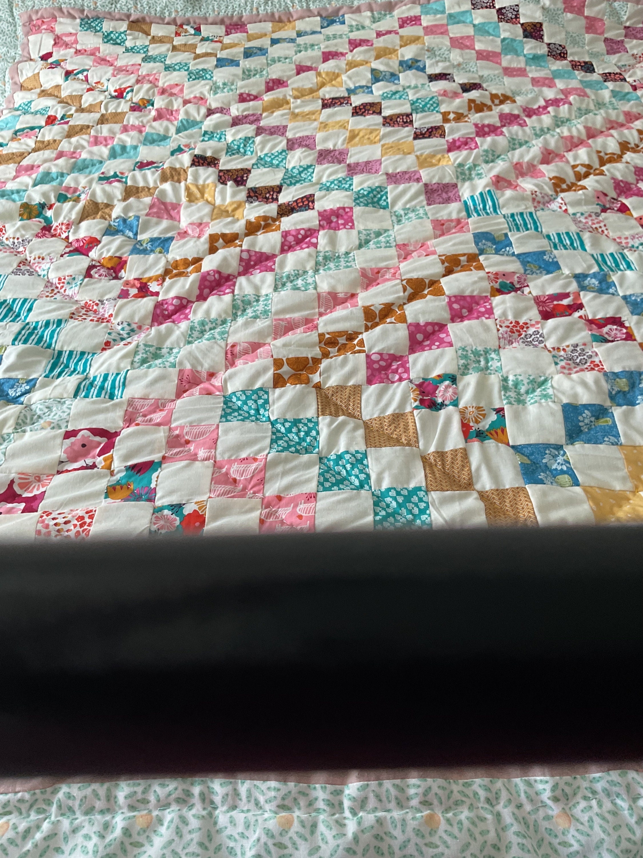 Large Double Patchwork Quilt . Traditional Round the World Pattern in ...