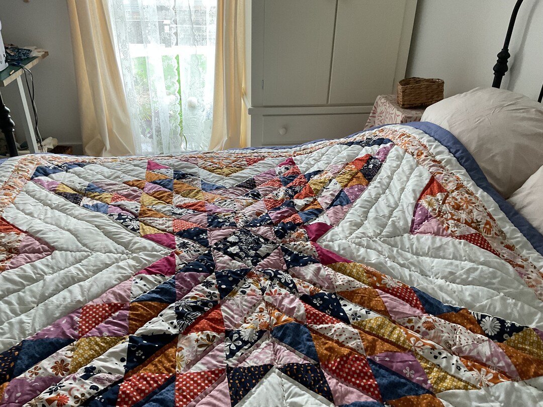 Large Double Patchwork Quilt Using Rich Colours in a Butterfly / Wonky ...