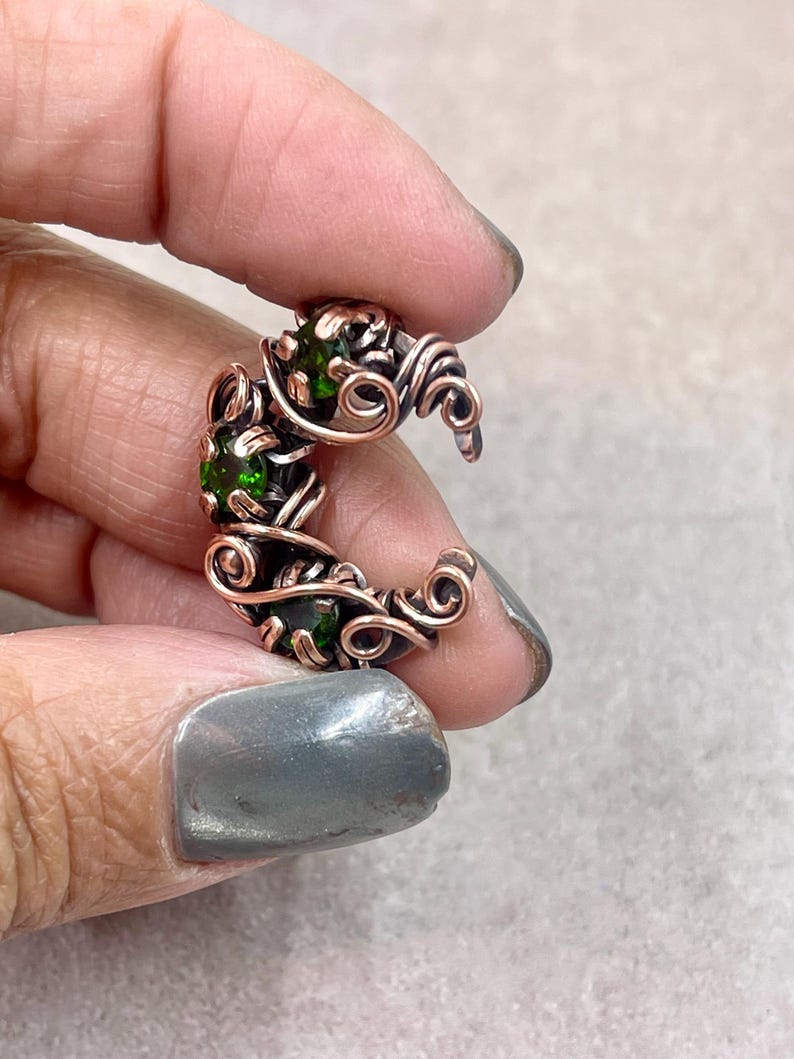 Copper Wire Wrapped Moon Pendant With Chrome Diopside Facets: Handmade ...