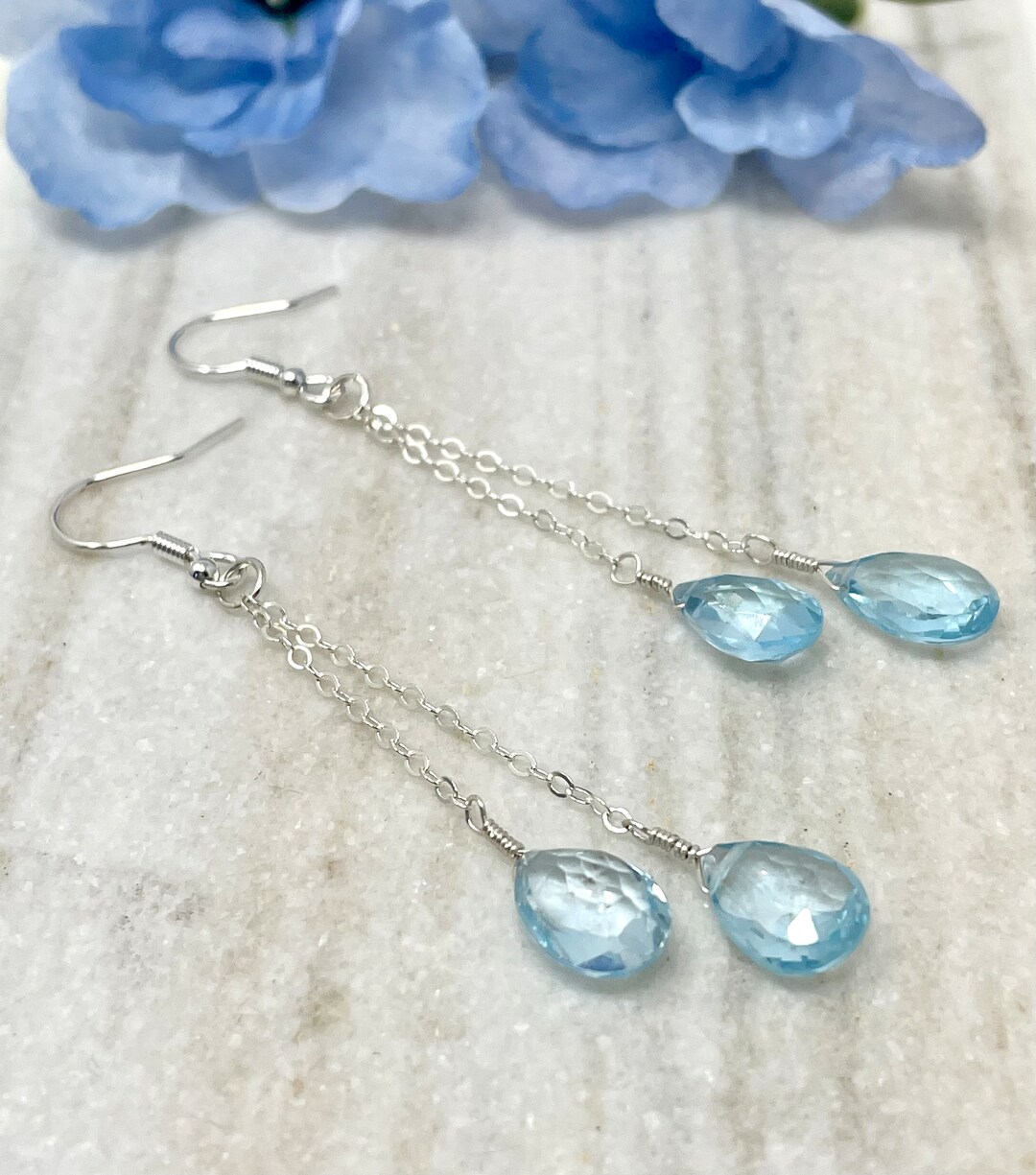 Blue Topaz Earrings Silver, Topaz Dangle Earrings, Drop Earrings ...