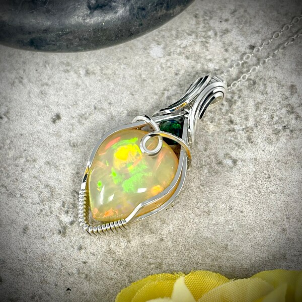 Wire Wrapped Pendant Opal - Etsy