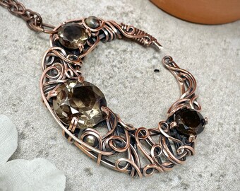 Copper Wire Moon Pendant - Etsy
