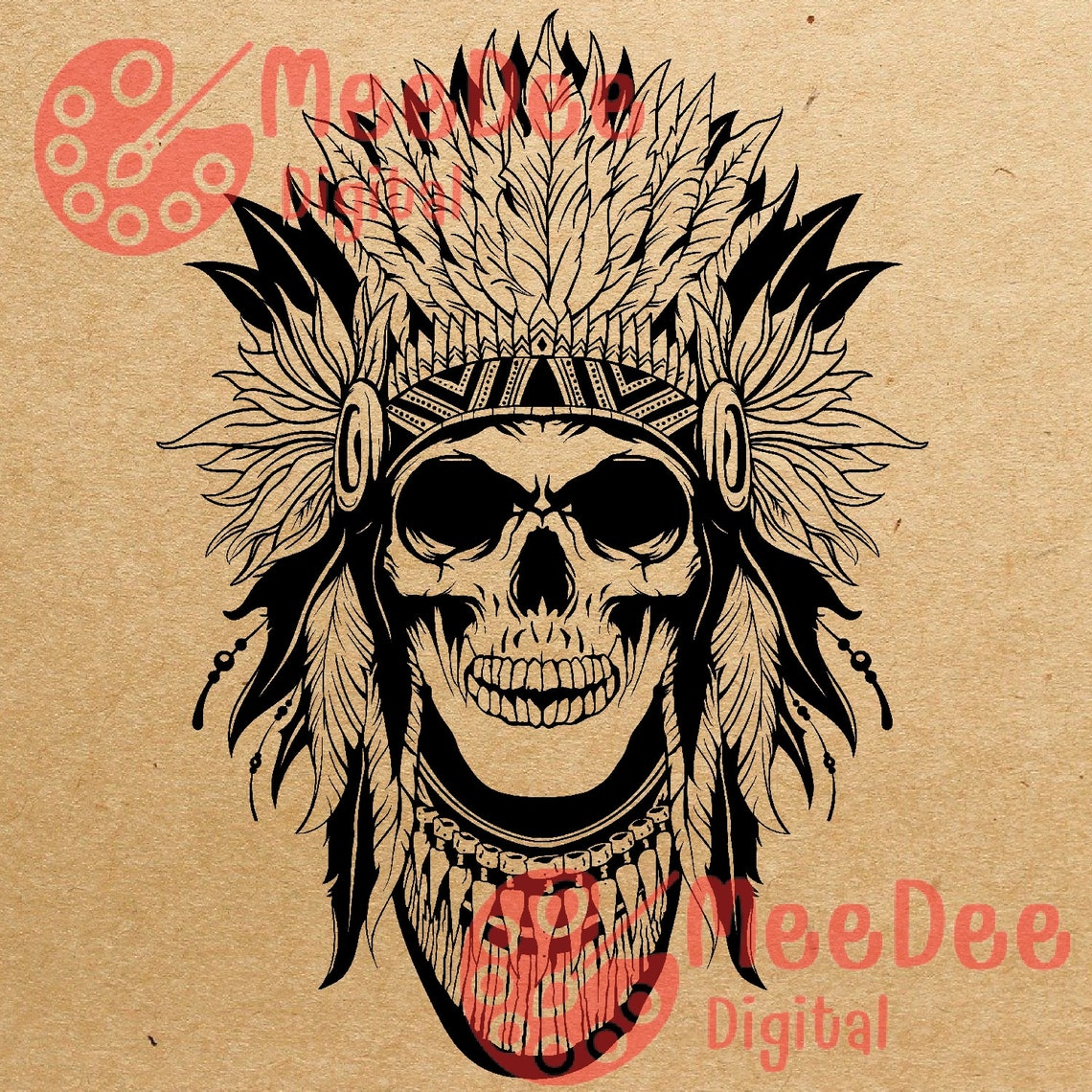 Apacha Skull SVG, Indian Chief Skull, Native American Chief Skull ...