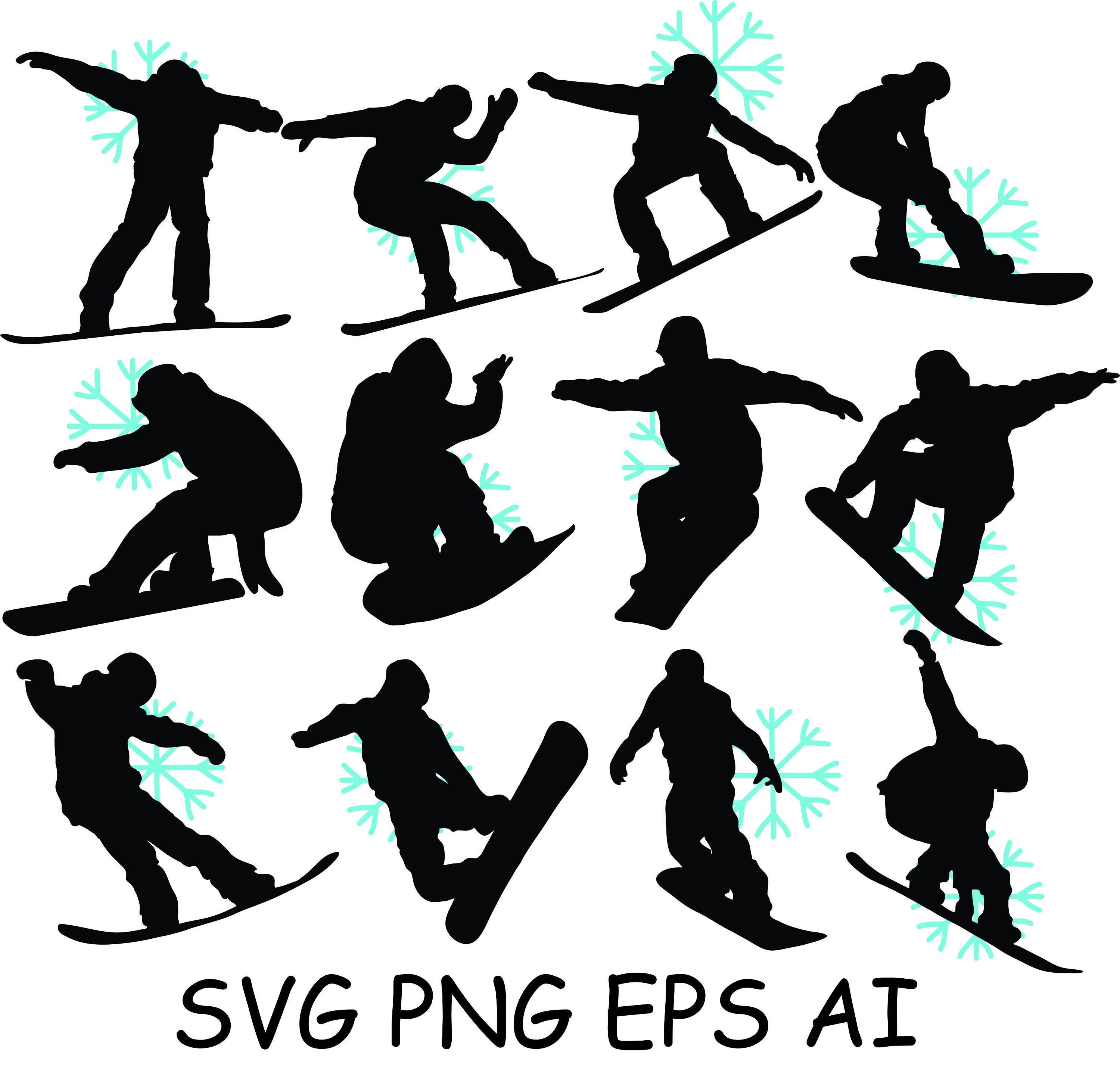 Snowboard SVG Silhouette, Snowboarding SVG, Snowboarding Graphic ...