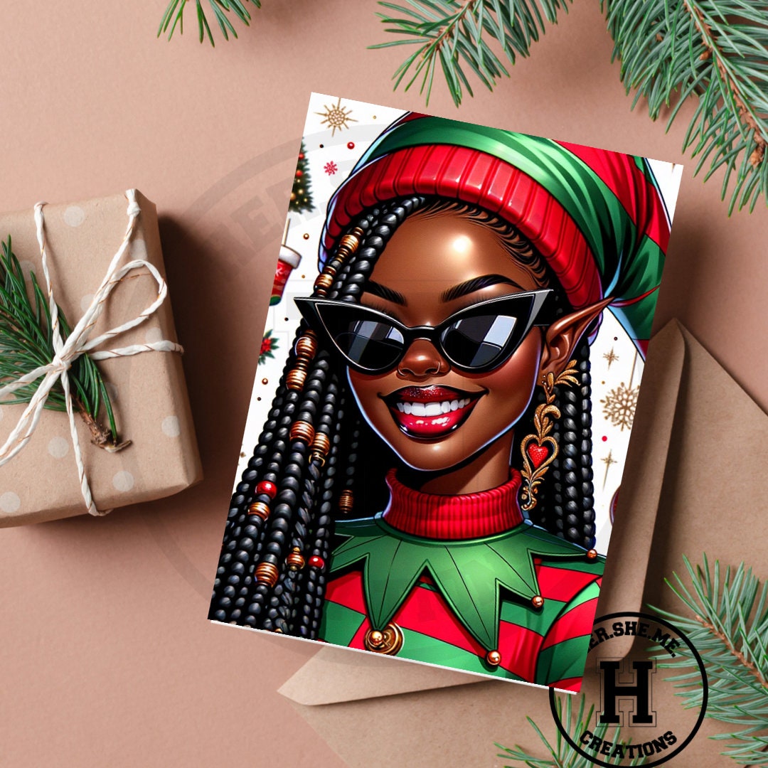 One Dope Melanin Elf A Unique Greeting Card Christmas - Etsy