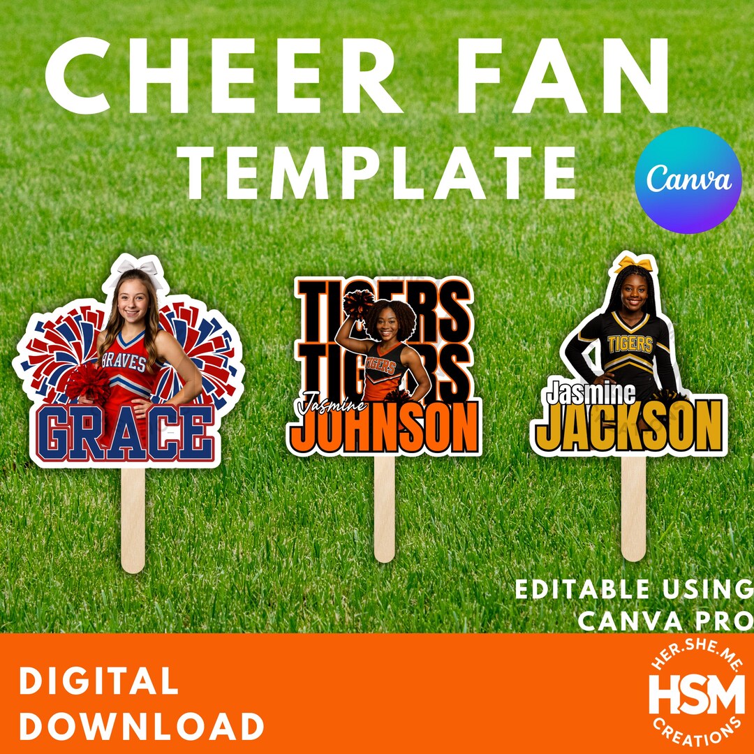 Editable Template Cheerleading Fan, Digital Download, Custom Handheld ...