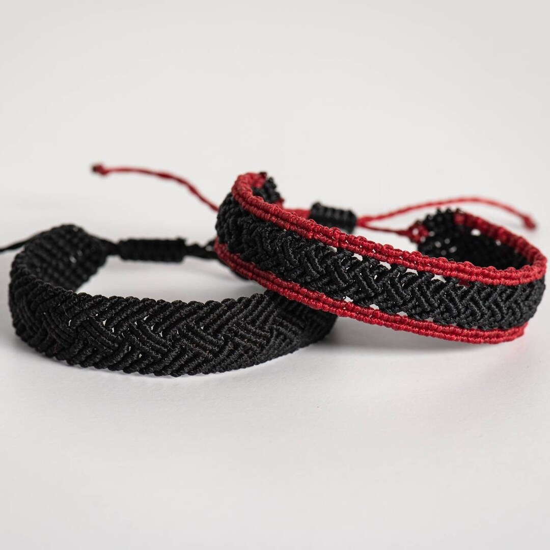 Black and Red Bracelet Set, His & Hers Gift, Couples Jewelry Bracelets ...