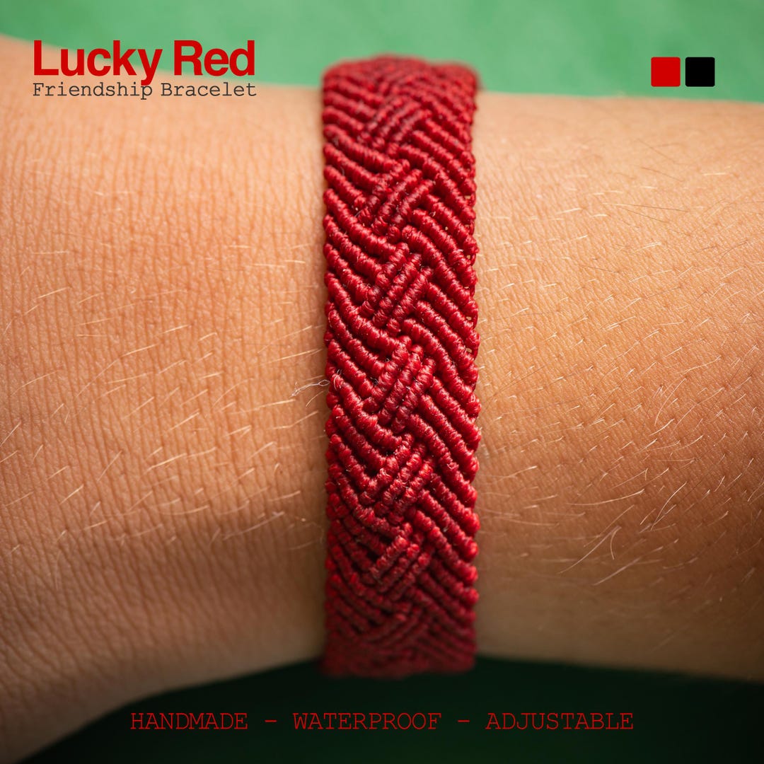 Lucky Red Friendship Bracelet for Boy, Lucky Black Jewelry, Macrame ...