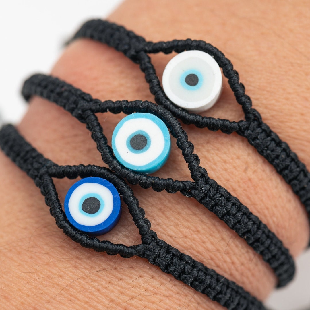 Black Evil Eye Macrame Bracelet, Orthodox Easter Gift for Women, Good ...