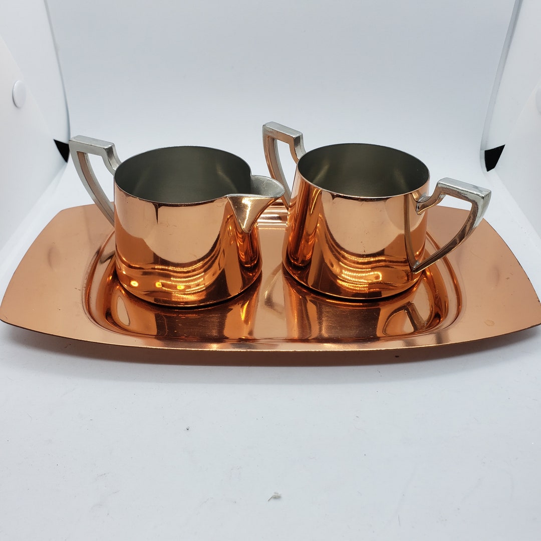 Vintage Copper Creamer Sugar Dish and Tray. Flemish Copper - Etsy
