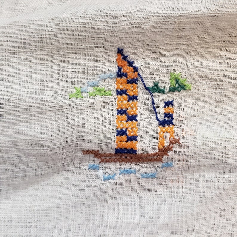 Vintage Rectangular Cross Stitch Tablecloth - Etsy