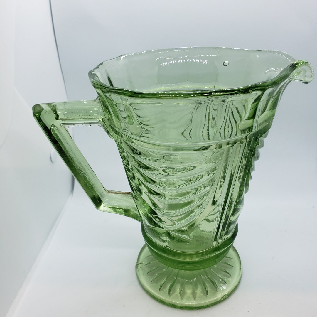 1930s Sowerby Green Glass Pitcher 7.5" High - Etsy