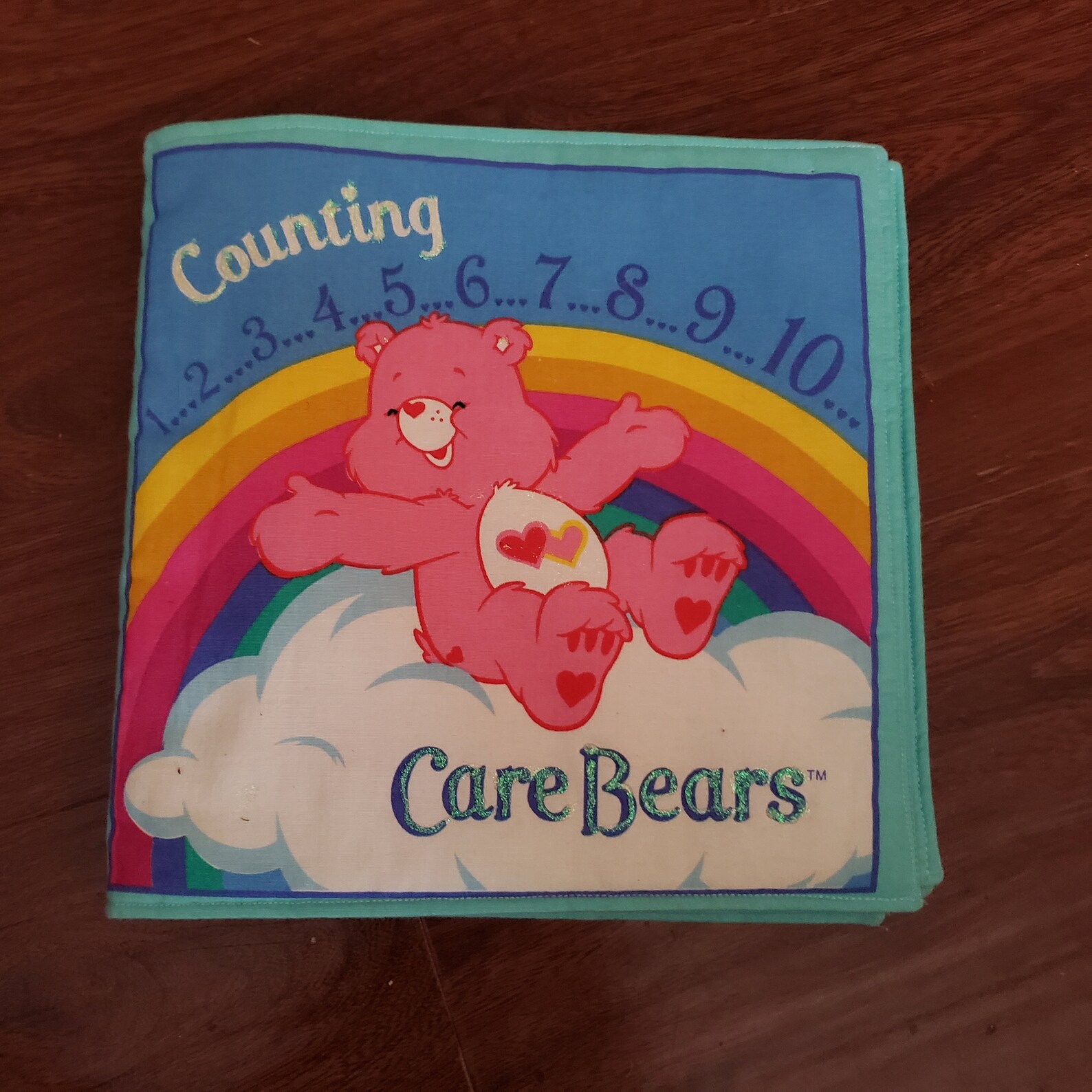 Vintage Handmade Care Bears Counting Cloth Book. Numbers 1 to 10. Good ...