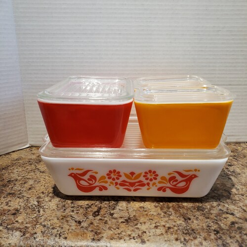 FRIENDSHIP BIRDS PYREX Set Glossy Round Mixing Bowls - Etsy