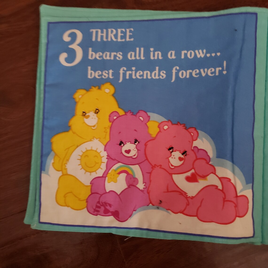 Vintage Handmade Care Bears Counting Cloth Book. Numbers 1 to 10. Good ...