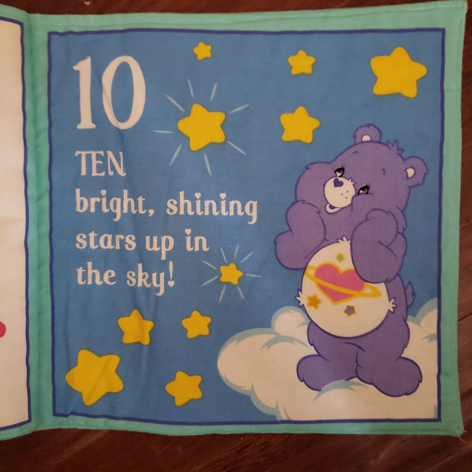 Vintage Handmade Care Bears Counting Cloth Book. Numbers 1 to 10. Good ...
