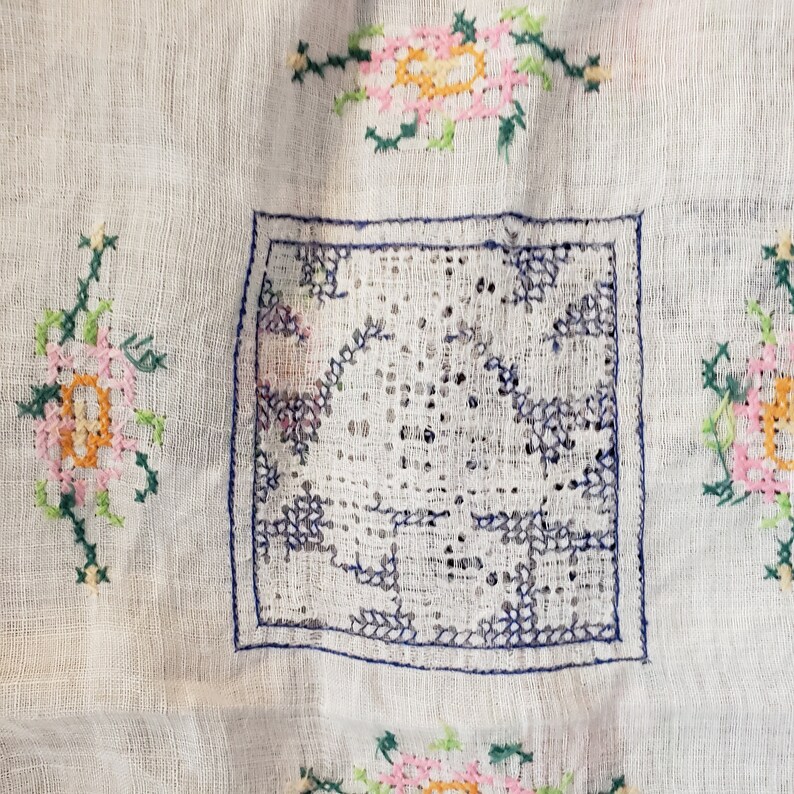 Vintage Rectangular Cross Stitch Tablecloth - Etsy