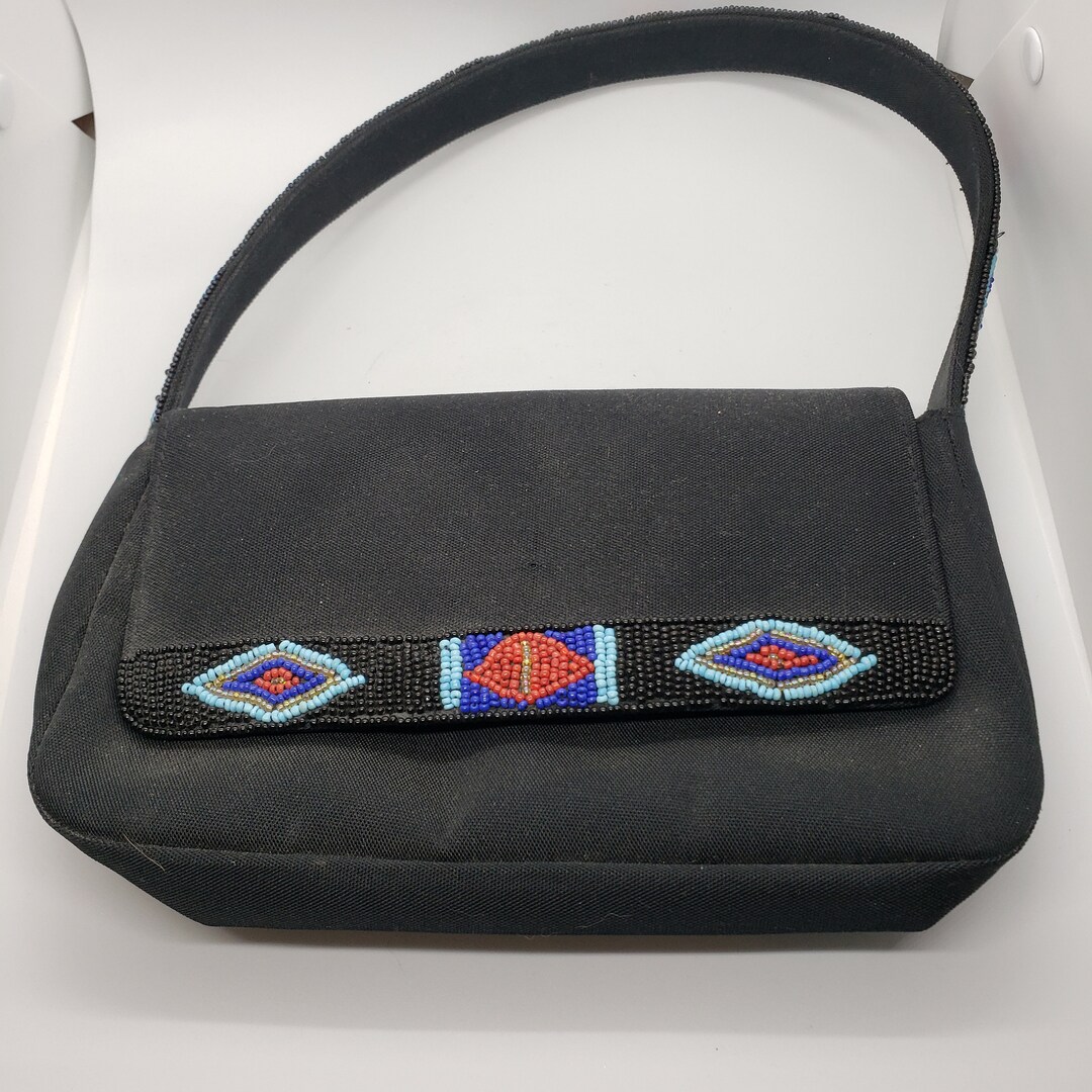 Vintage Holt Renfrew Black Cloth Purse Beaded Handle. Top Handle - Etsy