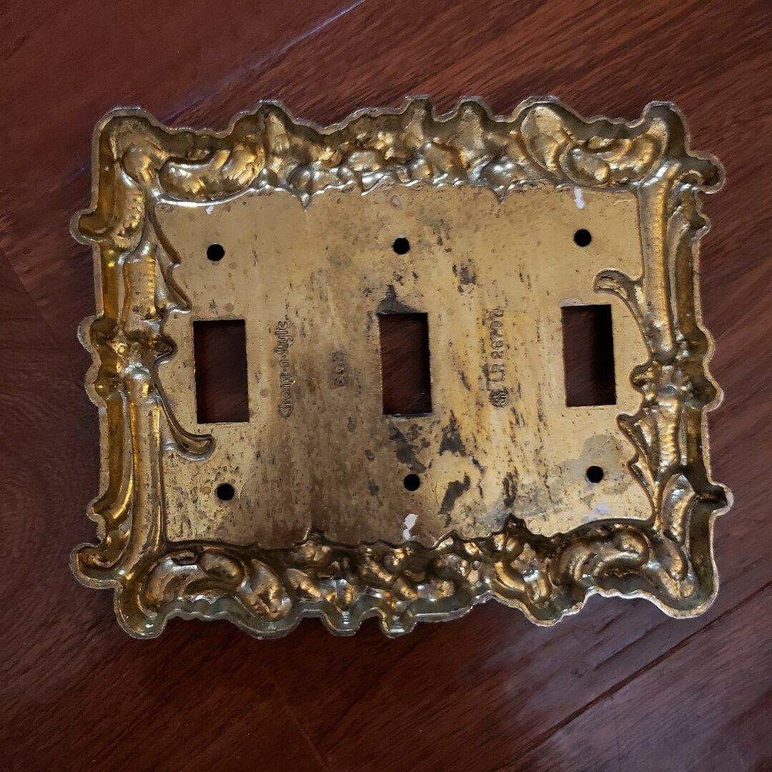 Vintage Brass Triple Light Switch Cover.. Made by Charm N Style. Rose ...