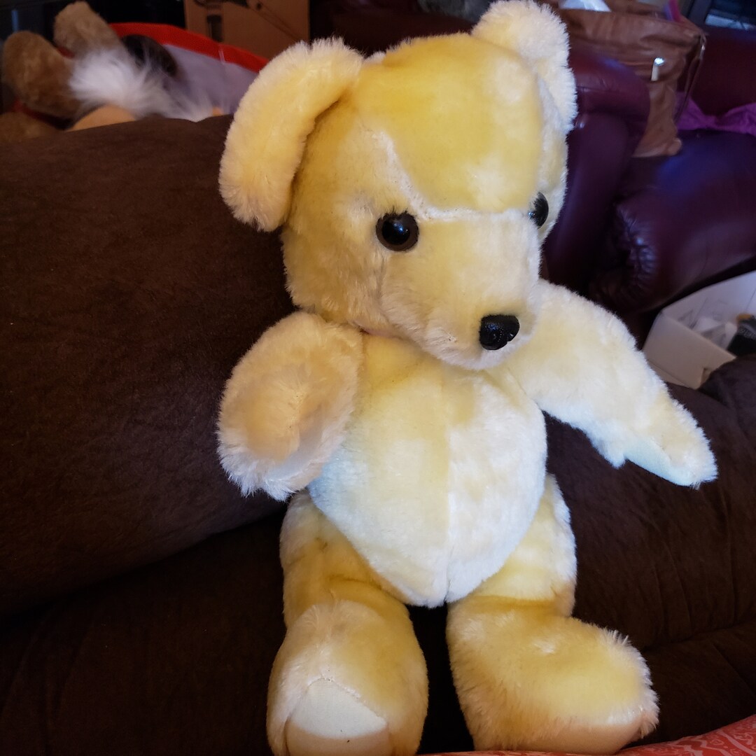 Vintage 14" Yellow Plush Teddy Bear With Hinged Limbs-unbranded - Etsy