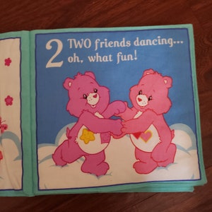 Vintage Handmade Care Bears Counting Cloth Book. Numbers 1 to 10. Good ...