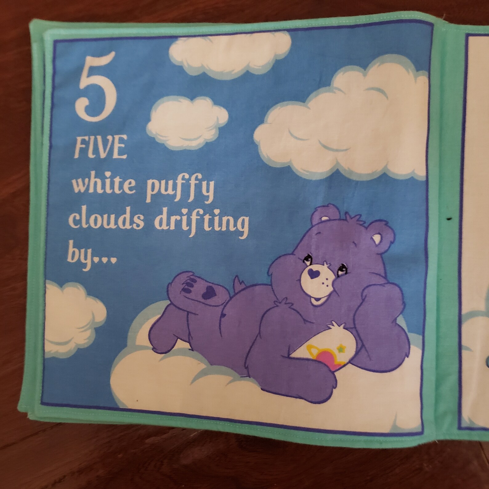 Vintage Handmade Care Bears Counting Cloth Book. Numbers 1 to 10. Good ...