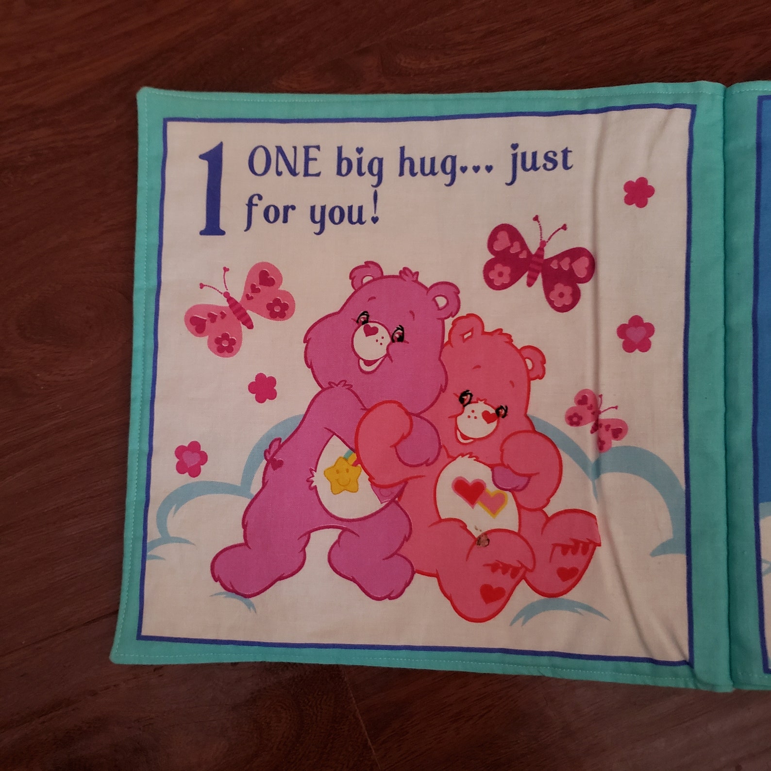 Vintage Handmade Care Bears Counting Cloth Book. Numbers 1 to 10. Good ...