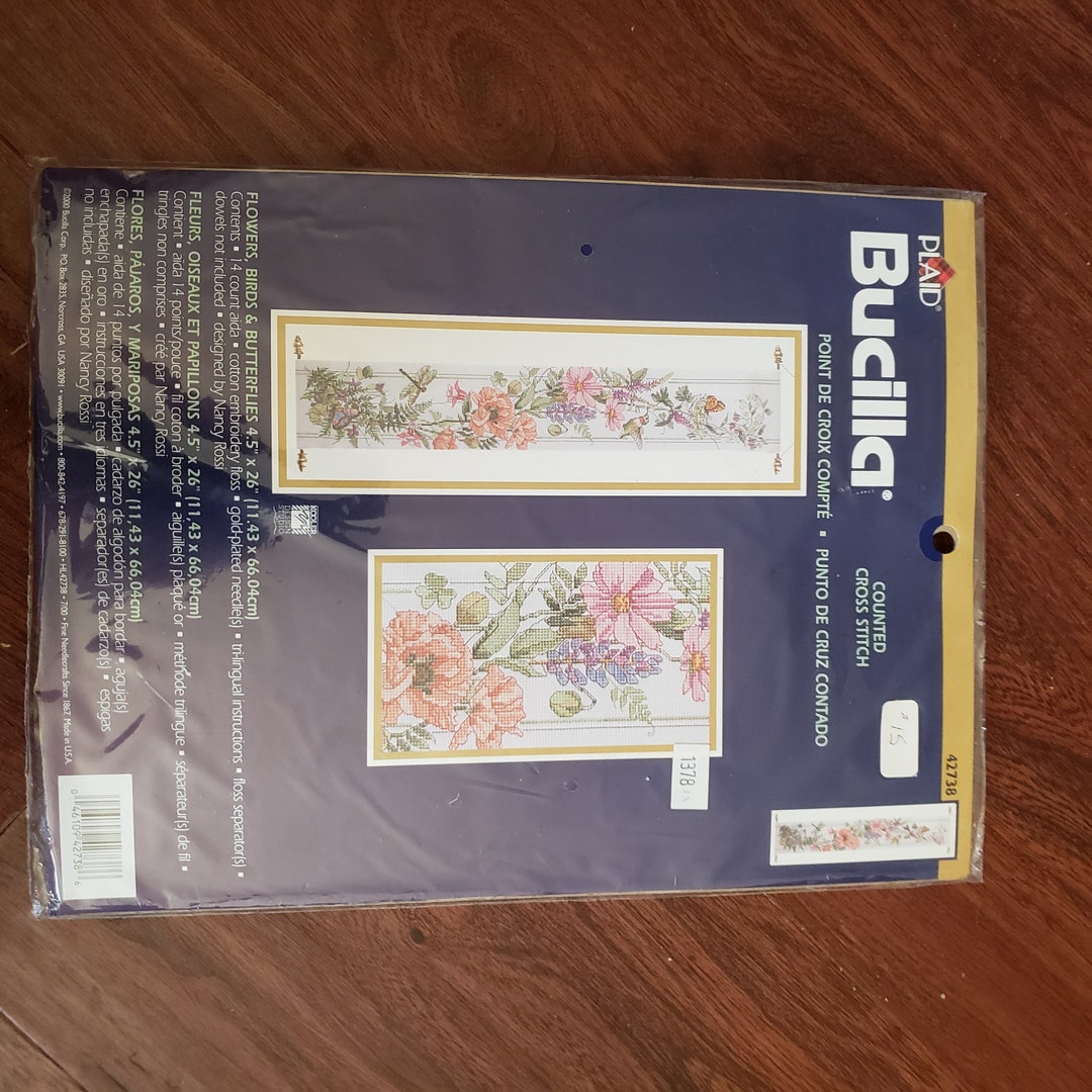 Vintage Bucilla Cross Stitch Kit. Unopened. Flowers Birds Butterflies ...