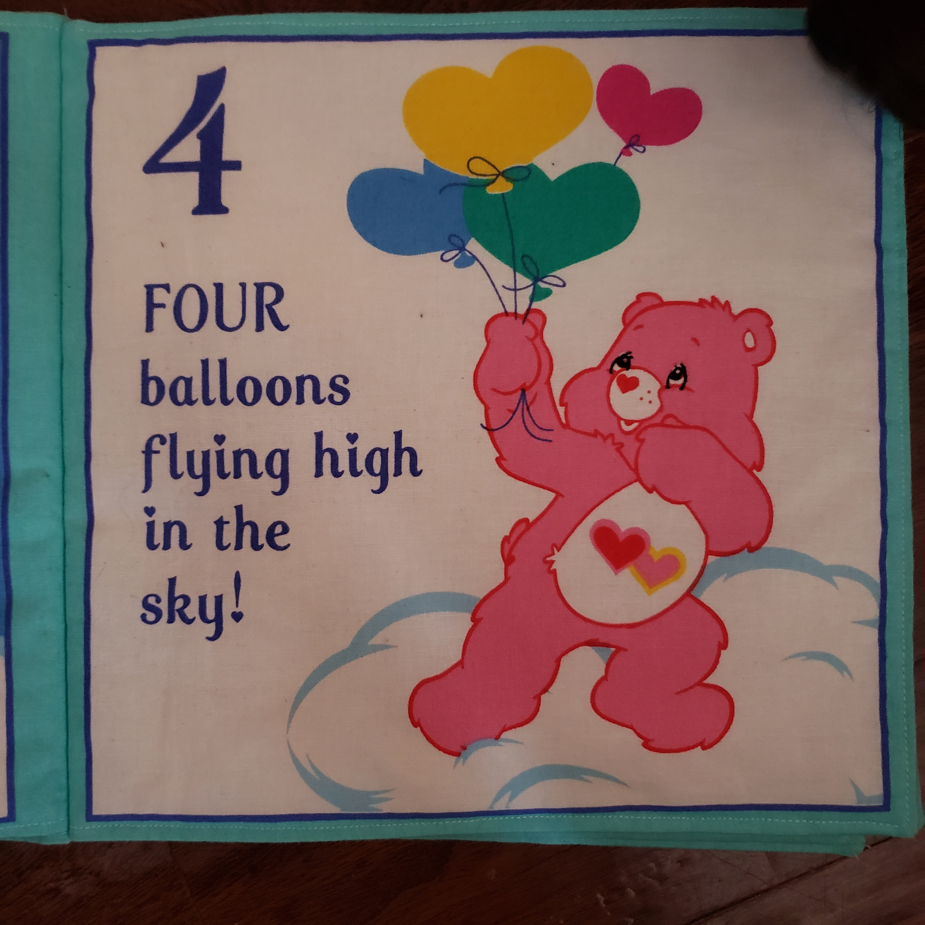 Vintage Handmade Care Bears Counting Cloth Book. Numbers 1 to 10. Good ...