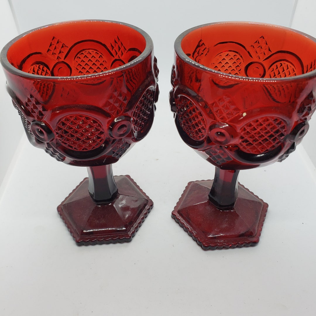 1970s Avon Cape Cod Ruby Red 2 Set of 2 Avon Cape Cod Ruby Red Wine ...