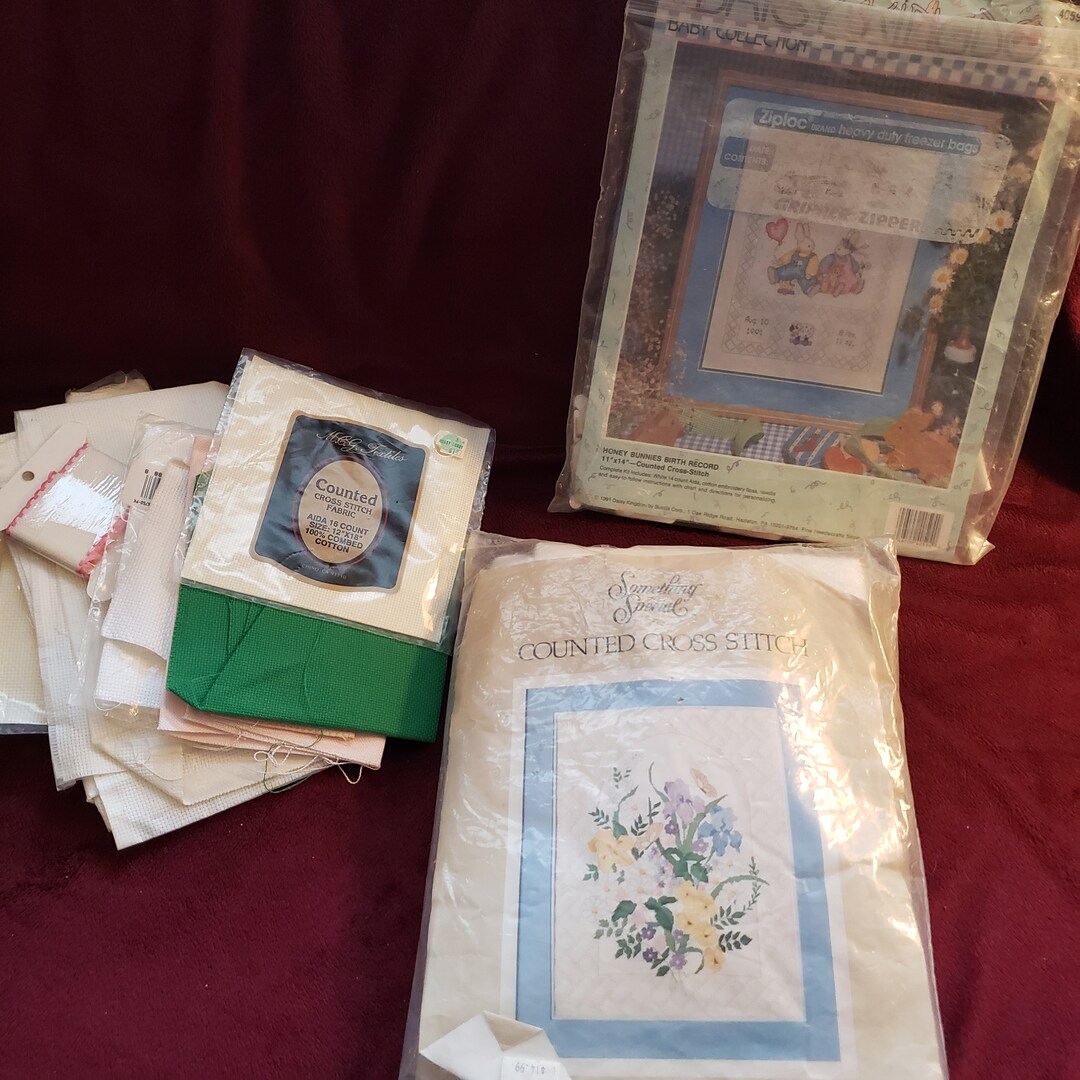 Group of Counted Cross Stitch Kits and Supplies - Etsy