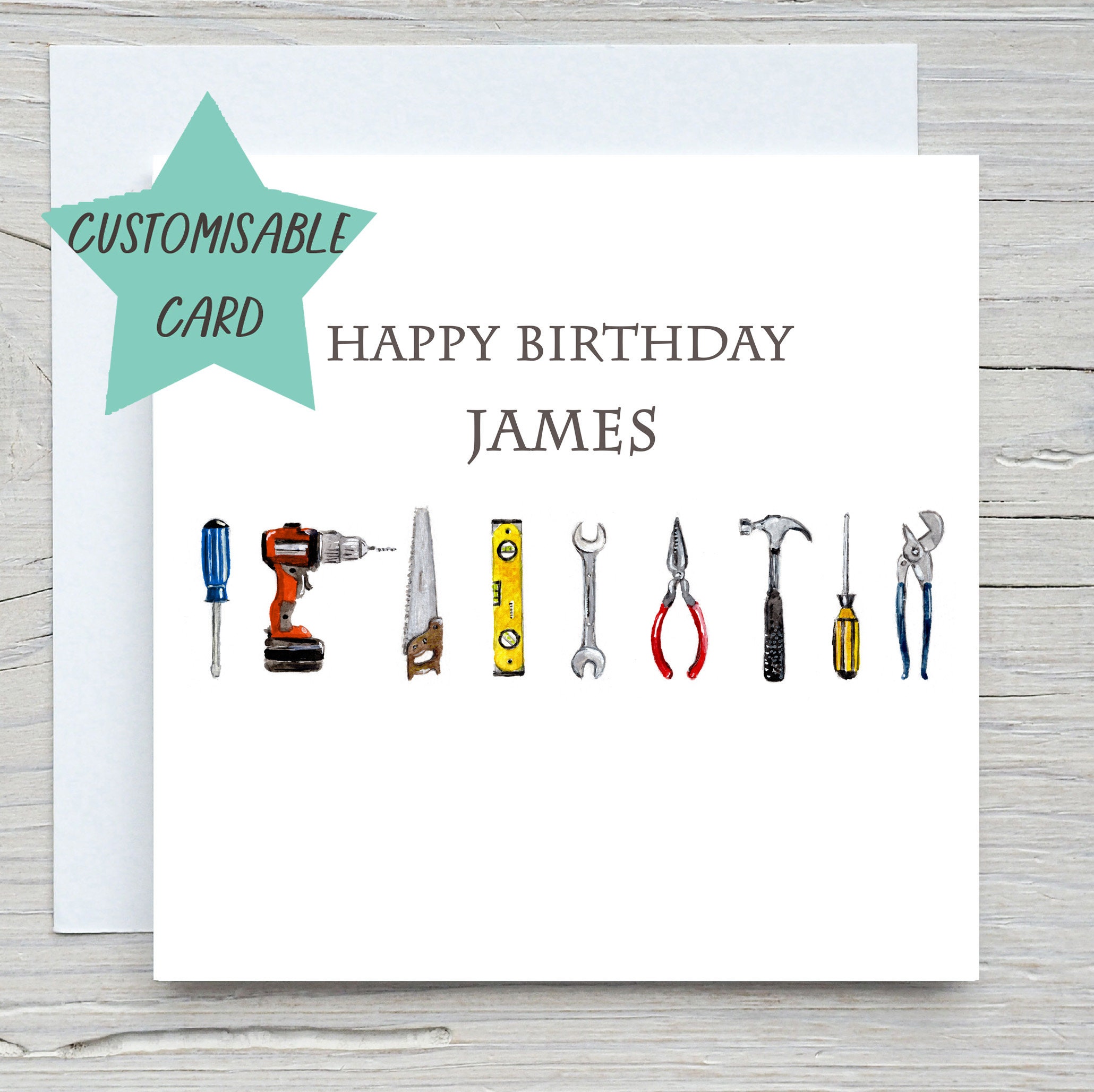 Tools Birthday Card, Tools Customisable Card, Tool Personalised Card ...