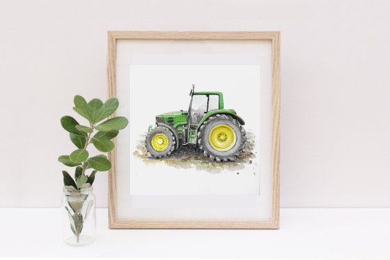 Green Tractor Print Print of Original Painting Farm | Etsy