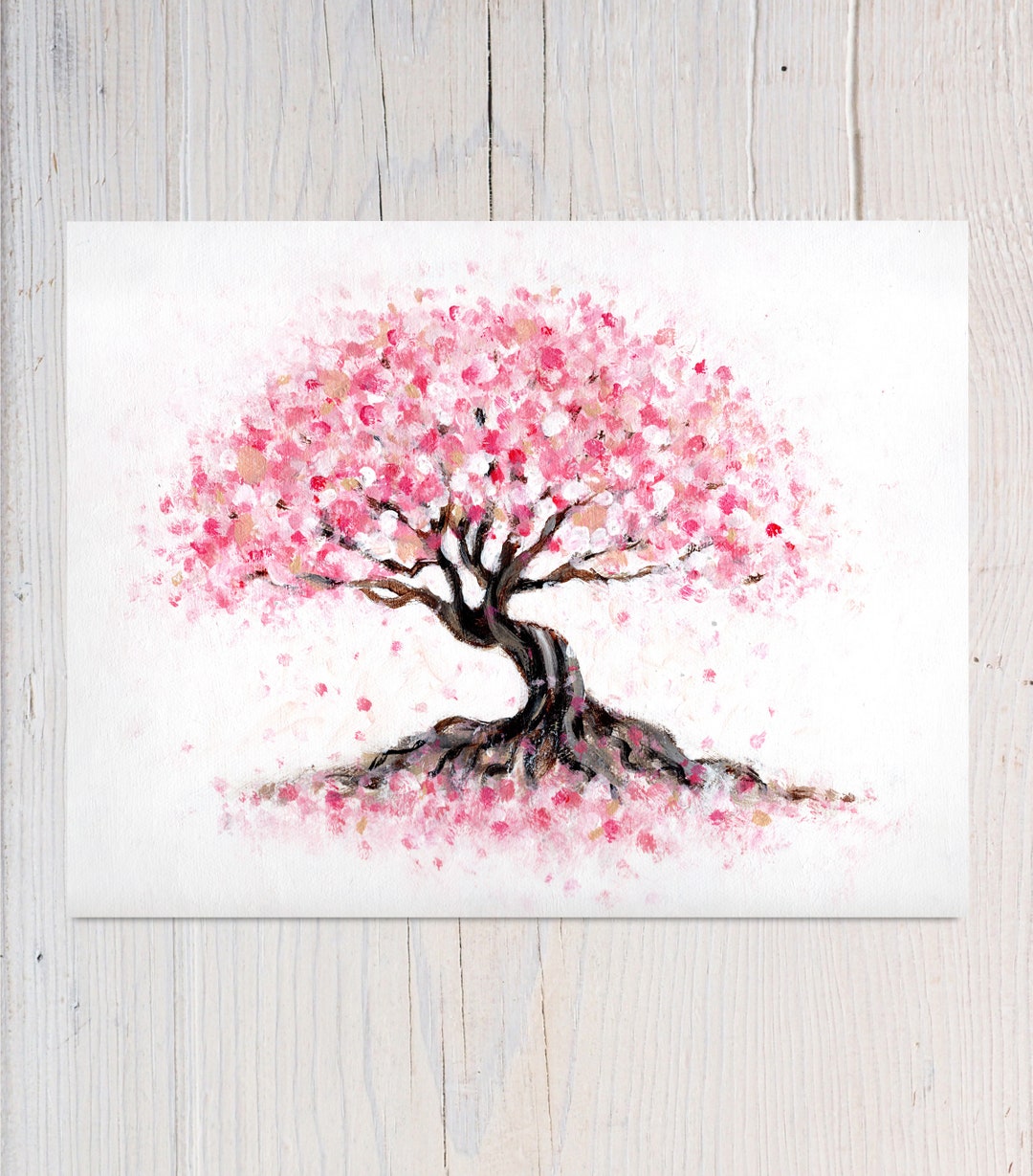 Cherry Blossom Tree Painting on Canvas Original Painting on - Etsy