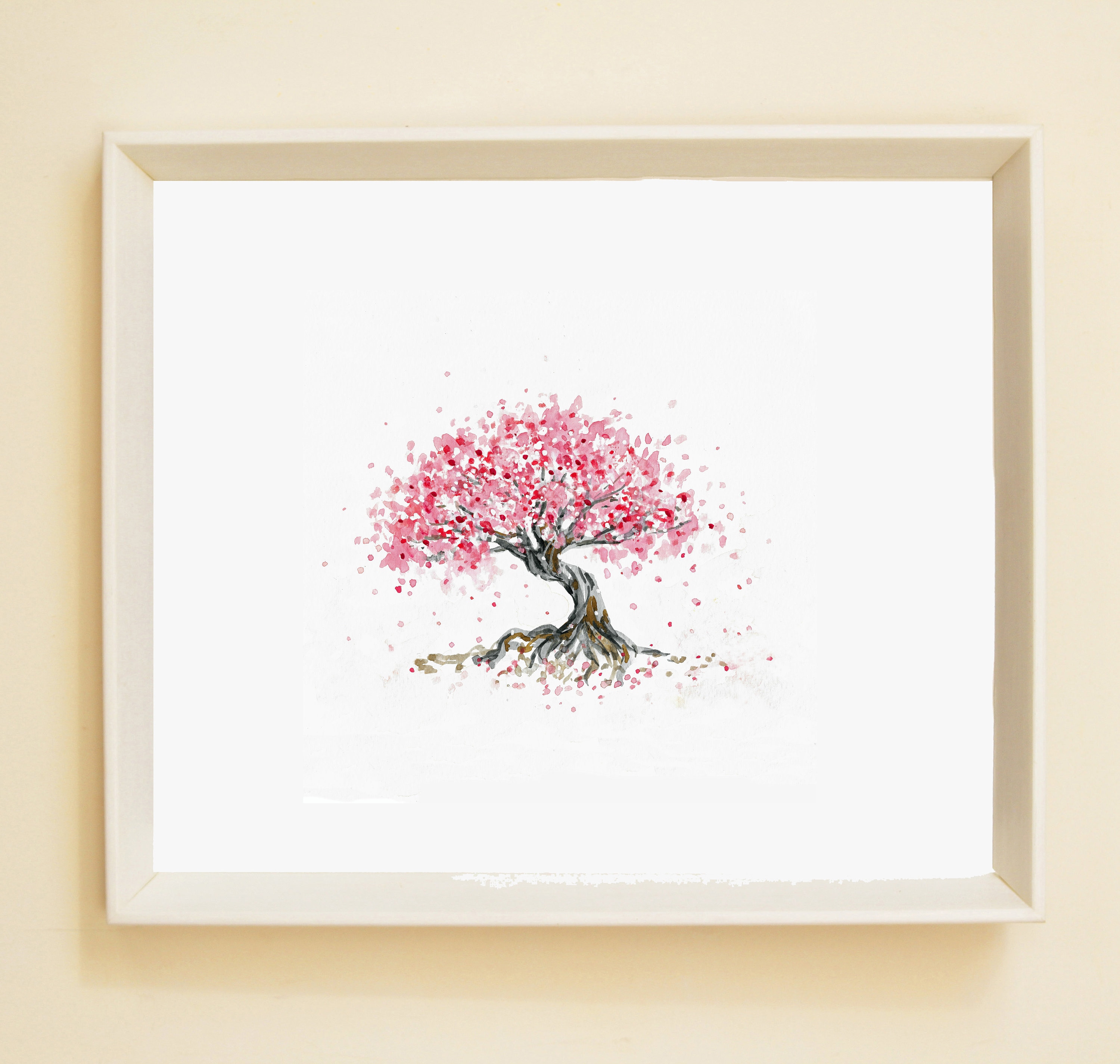 Cherry Blossom Tree Print, Tree Watercolour Painting, Pink Tree, Tree ...