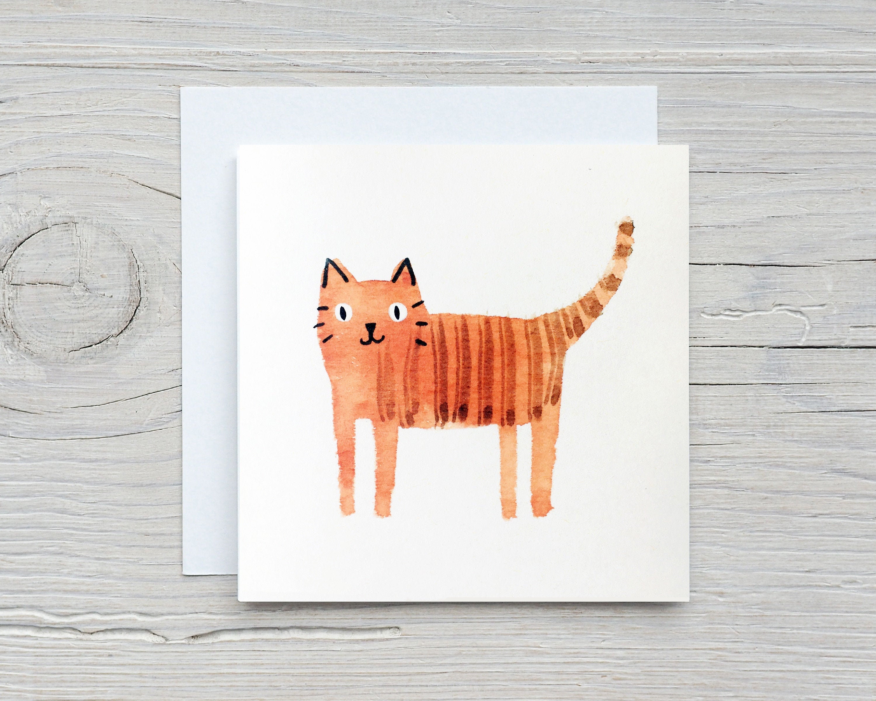 Cat card ginger cat card cat birthday card cat | Etsy
